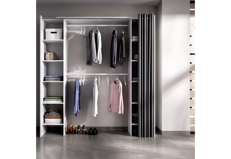 KIT VESTIDOR ABIERTO CON CORTINA + 2 BARRAS Y ESTANTES
